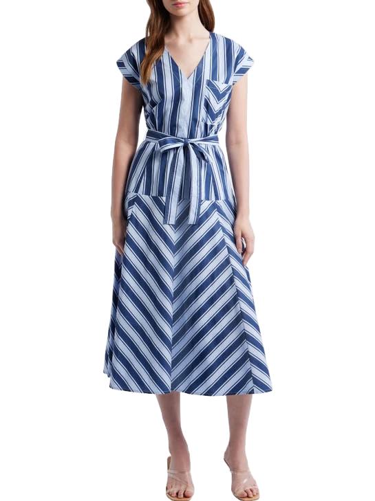 ZOE AND CLAIRE ZOE AND CLAIRE Striped Tie Waist Maxi Dress